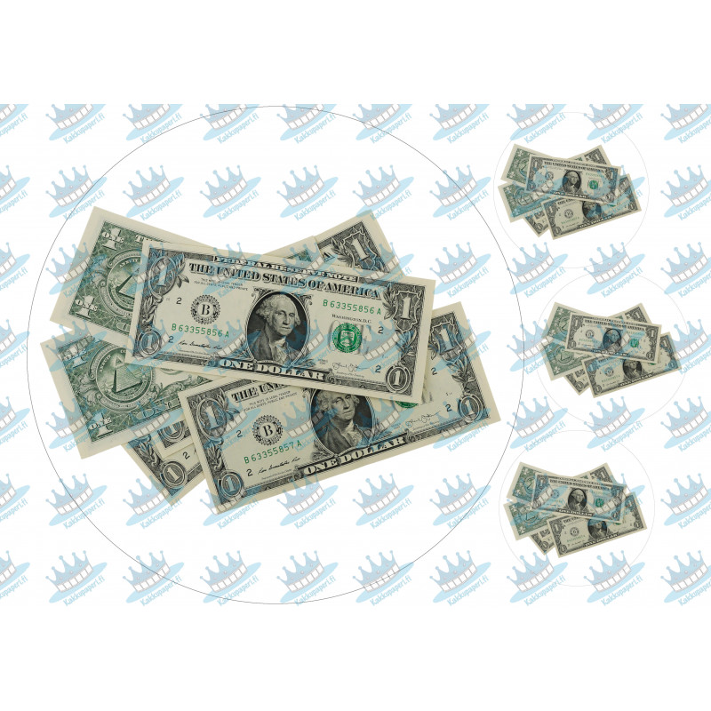 One-dollar bills - edible cake topper