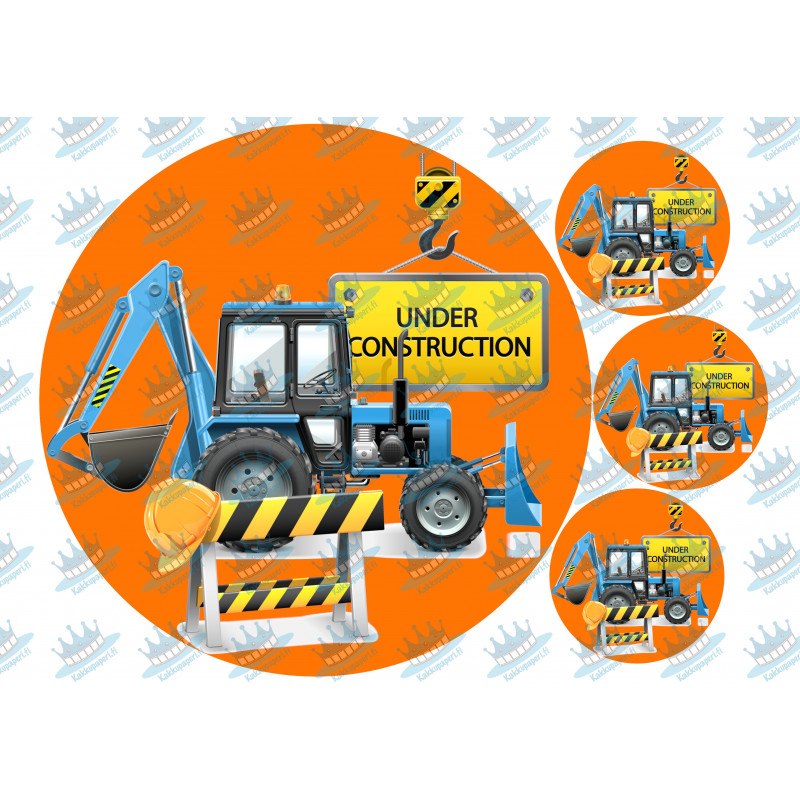 Excavator on a construction site - Edible cake topper
