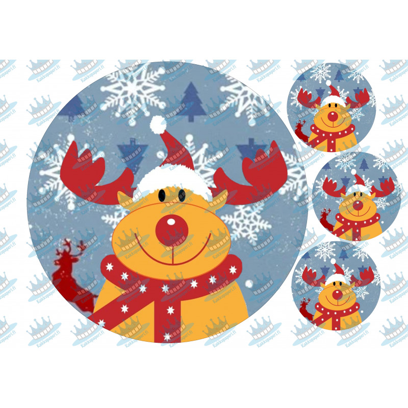 Happy Rudolph - edible cake topper
