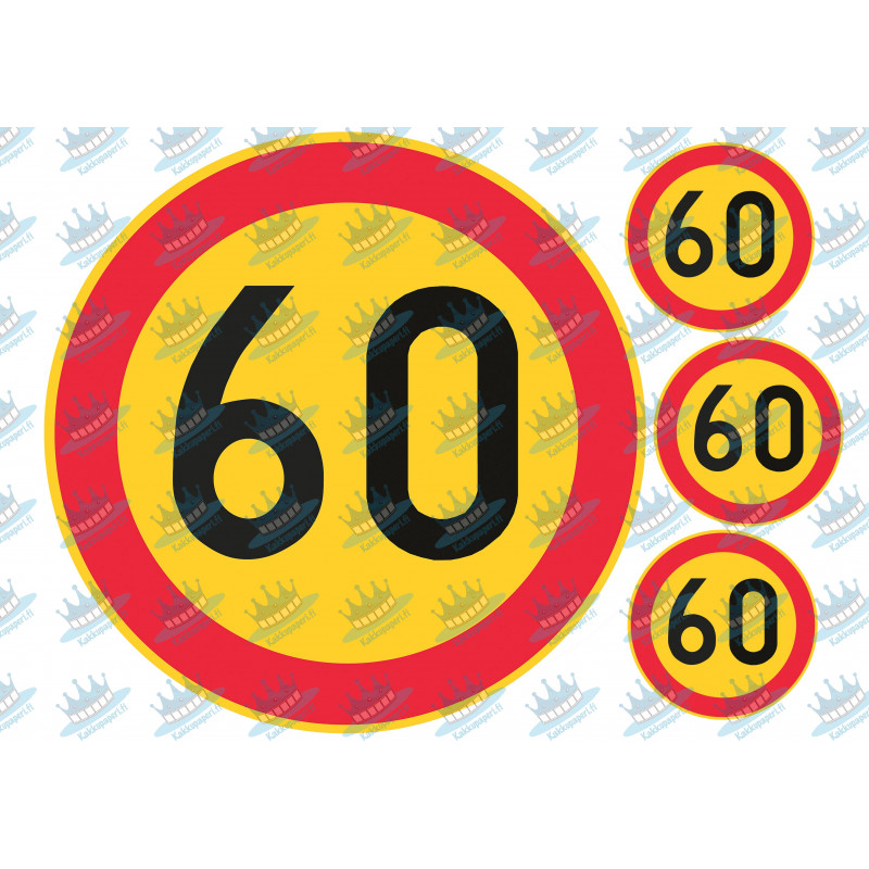 Edible cake topper - Danger! 60 speed limit - edible cake topper