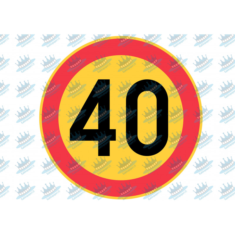 Edible cake topper - Danger! 40 speed limit - edible cake topper
