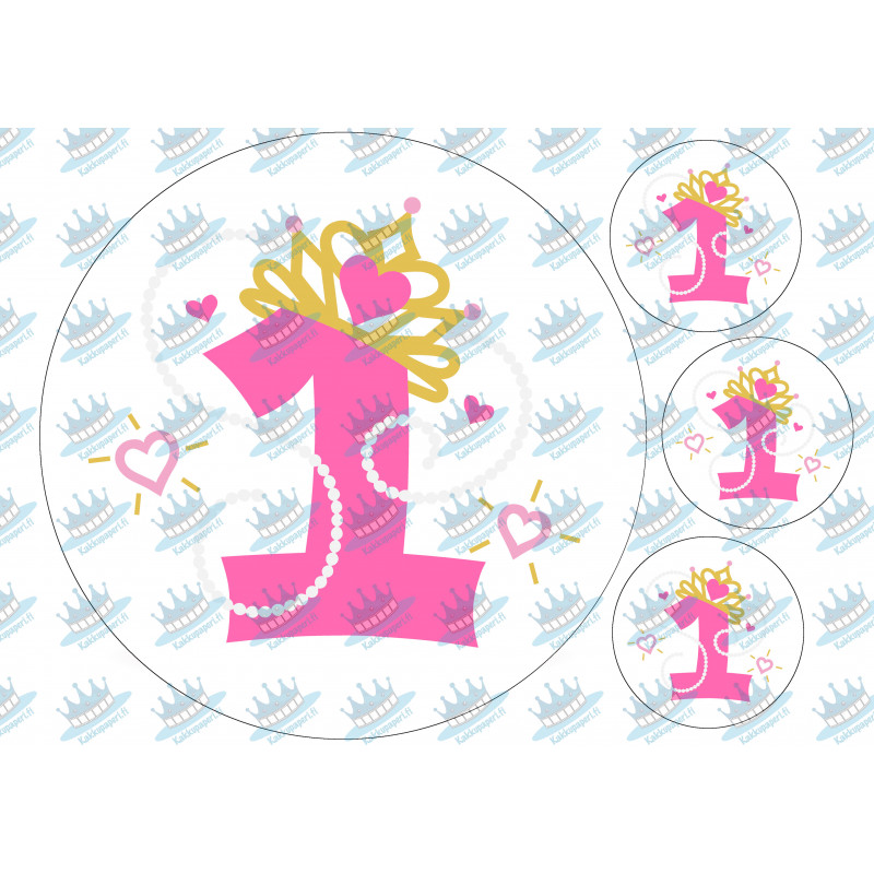 Pink pearl princess number one - edible cake decoration